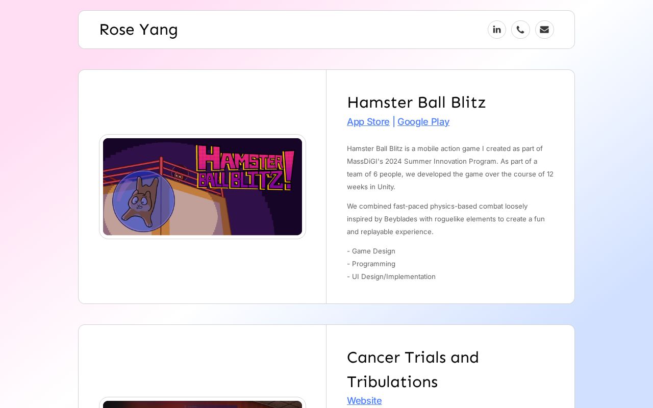Rose Yang - Game Design